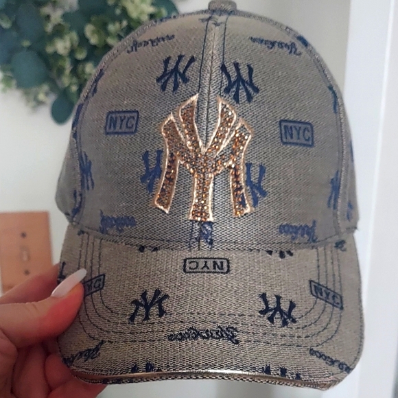 Accessories | Ny Yankee Denim Cap With Gold Logo | Poshmark